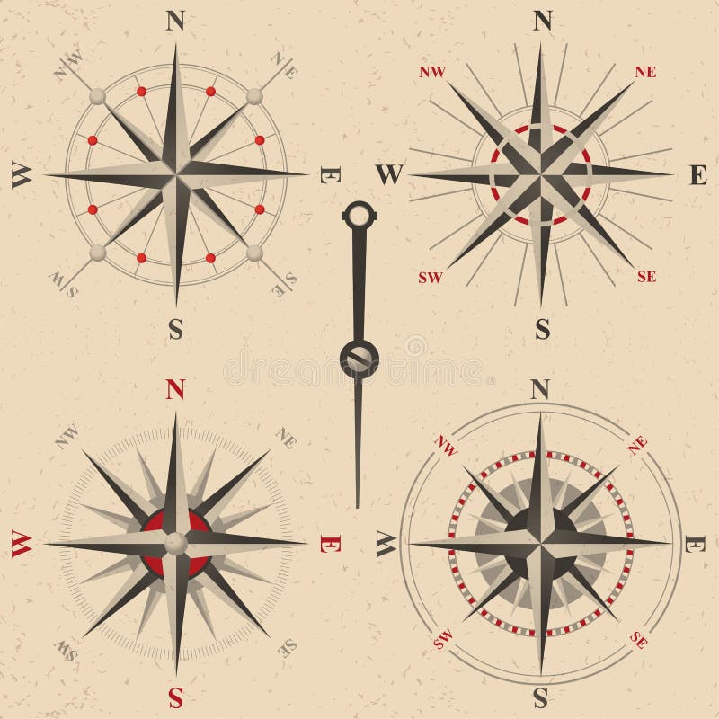 Vintage Compass Seamless Pattern Stock Vector - Illustration of ...