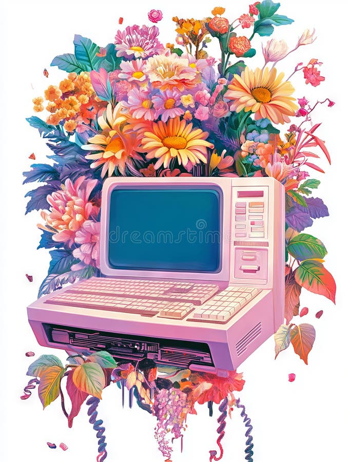 Vintage Computer Background Graphics Stock Illustration - Illustration ...