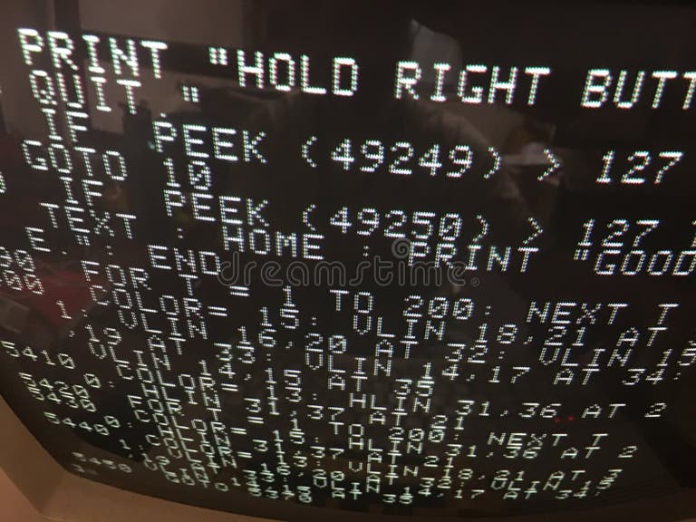 Vintage Computer Code on CRT Monitor Stock Image - Image of featuring ...