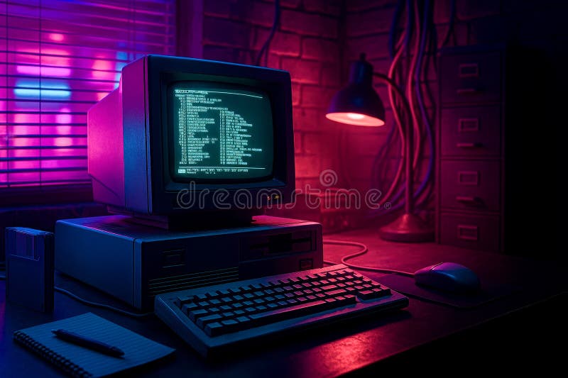 Retro Cyberpunk Workspace Interior Design Stock Illustrations – 82 ...