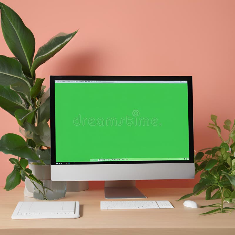 Vintage Computer with Green Screen Display Stock Image - Image of ...