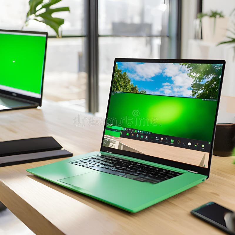 Vintage Computer with Green Screen Display Stock Image - Image of ...