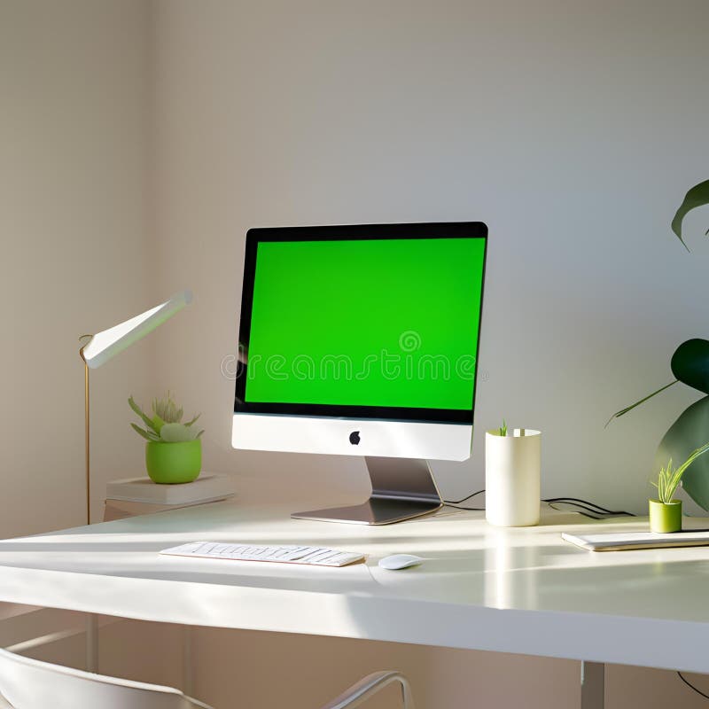 Vintage Computer with Green Screen Display Stock Image - Image of ...