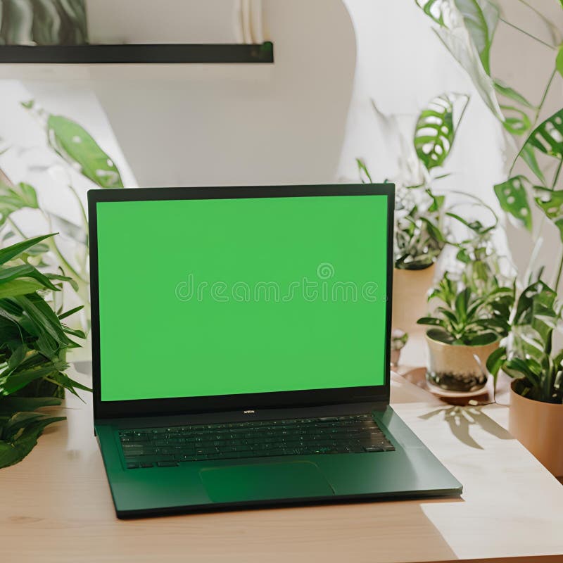 Vintage Computer with Green Screen Display Stock Image - Image of light ...