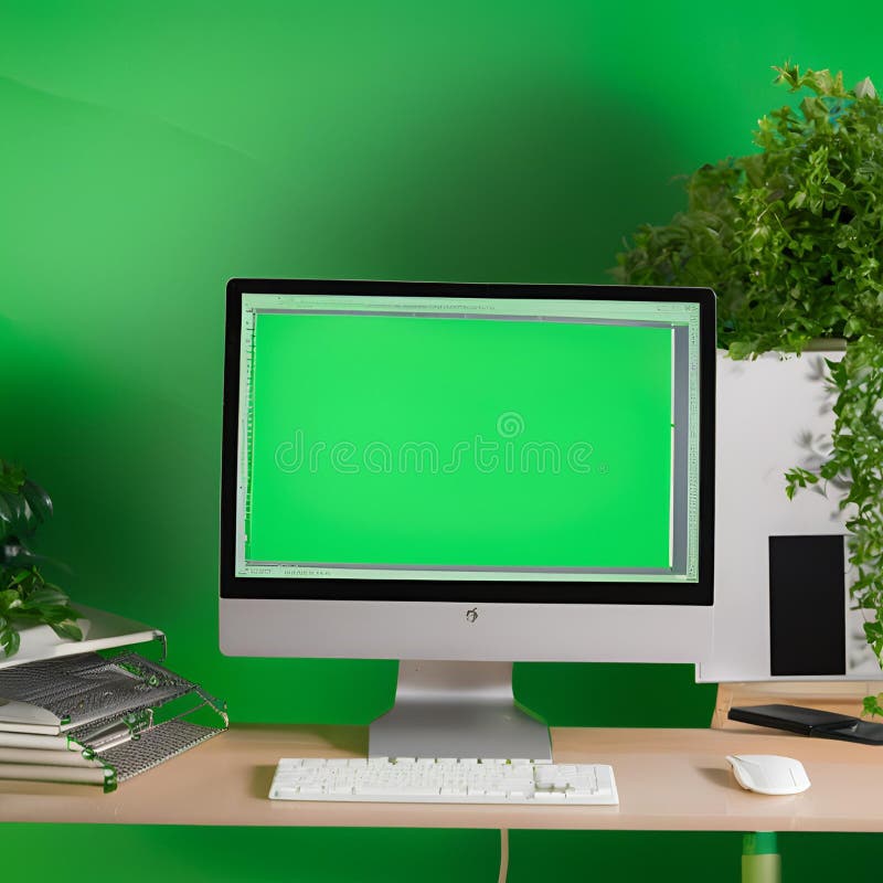 Vintage Computer with Green Screen Display Stock Photo - Image of early ...