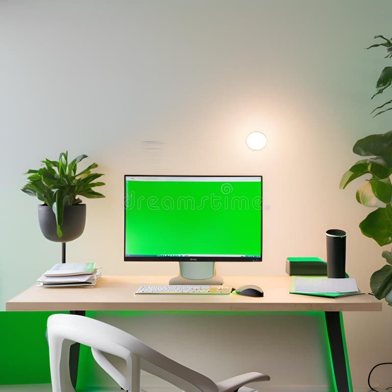 Vintage Computer with Green Screen Display Stock Image - Image of ...