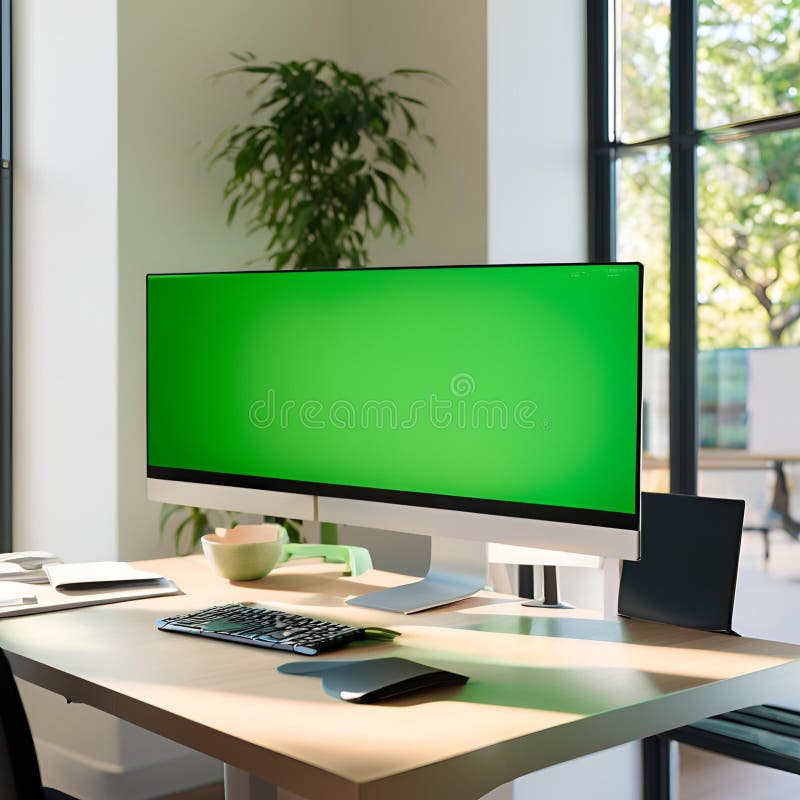 Vintage Computer with Green Screen Display Stock Image - Image of ...