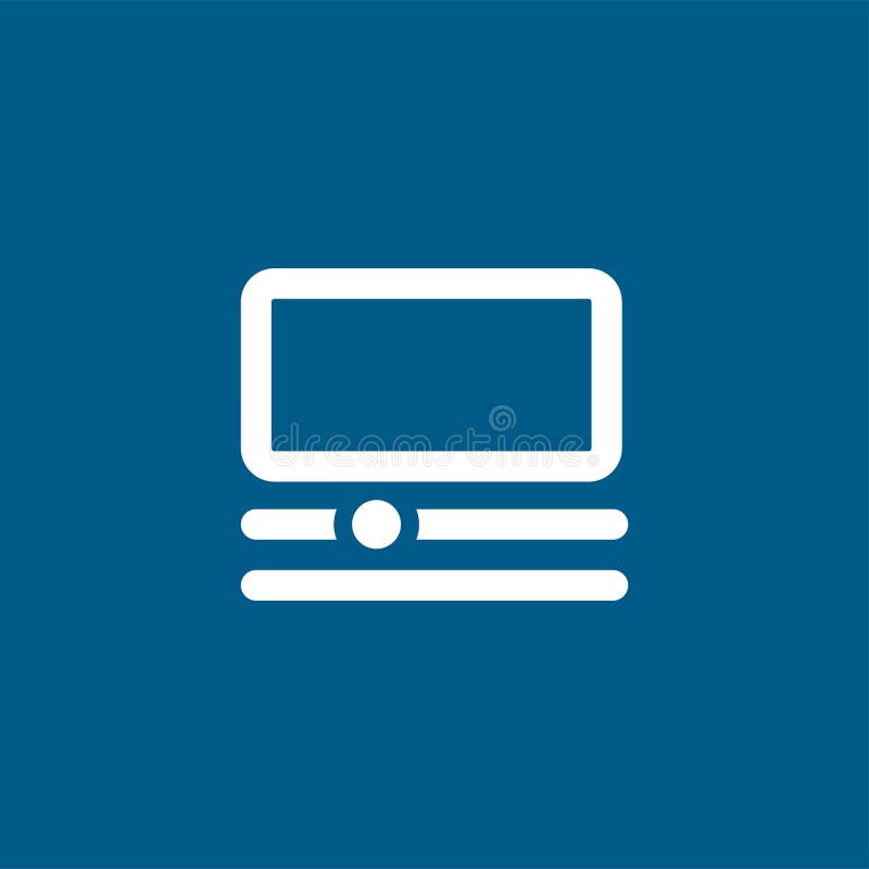 Vintage Computer Icon on Blue Background. Blue Flat Style Vector ...