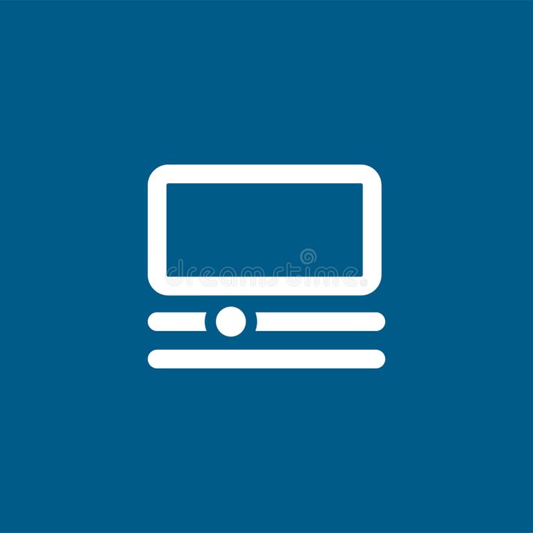 Vintage Computer Icon on Blue Background. Blue Flat Style Vector ...