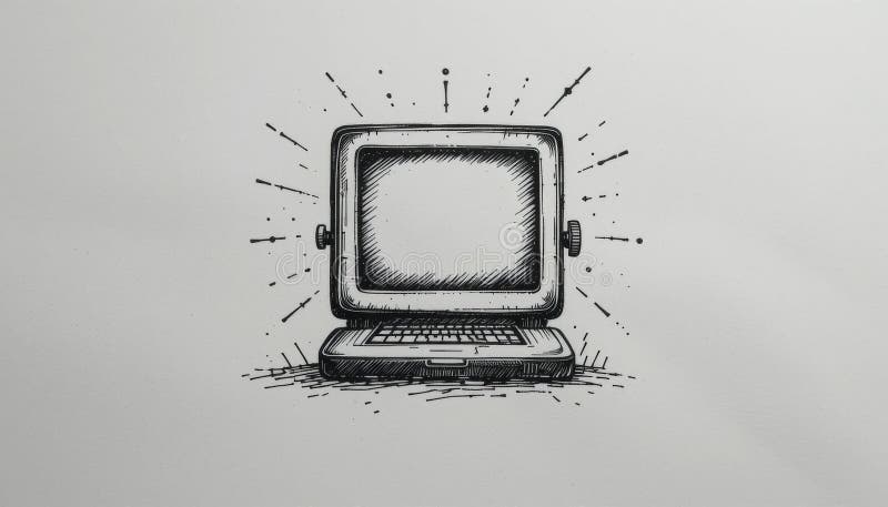 Vintage Computer Illustration Stock Illustration - Illustration of ...