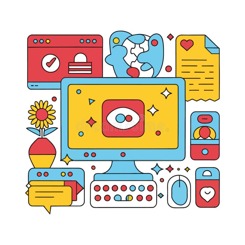 Vintage Style Computer and Technology Art Stock Vector - Illustration ...