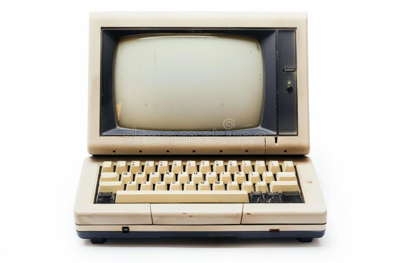Vintage Computer with Nostalgic Appeal on White Background. AI ...