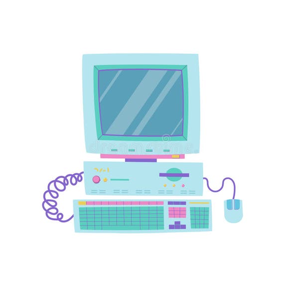 Vintage Computer with Processor, Keyboard and Computer Mouse from the ...