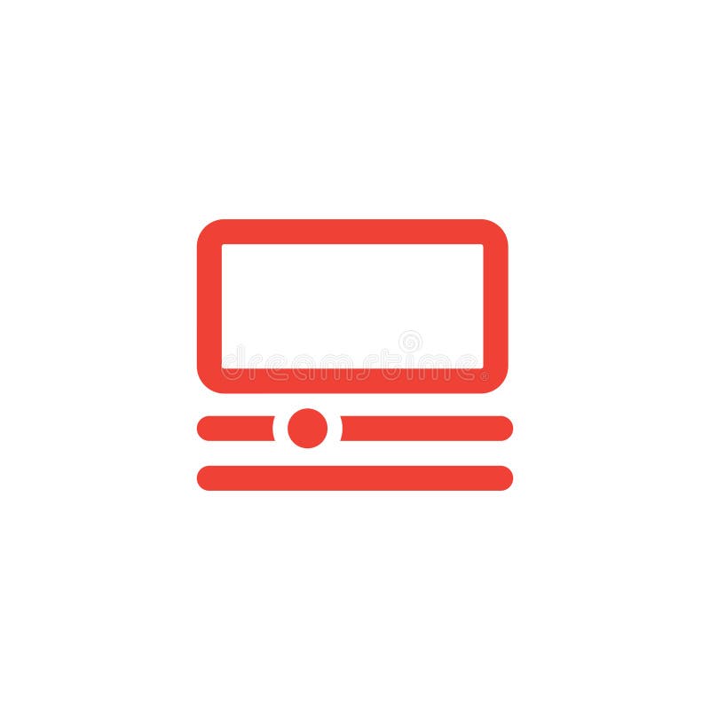 Vintage Computer Red Icon on White Background. Red Flat Style Vector ...