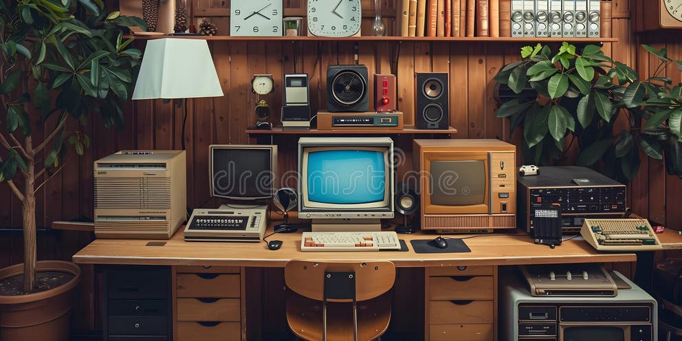 Vintage Computer Room with Retro Tech Evokes Nostalgia for ...