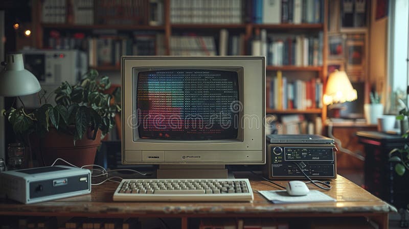 Vintage Computer Screen Displaying Pixelated Startup Stock Photo ...