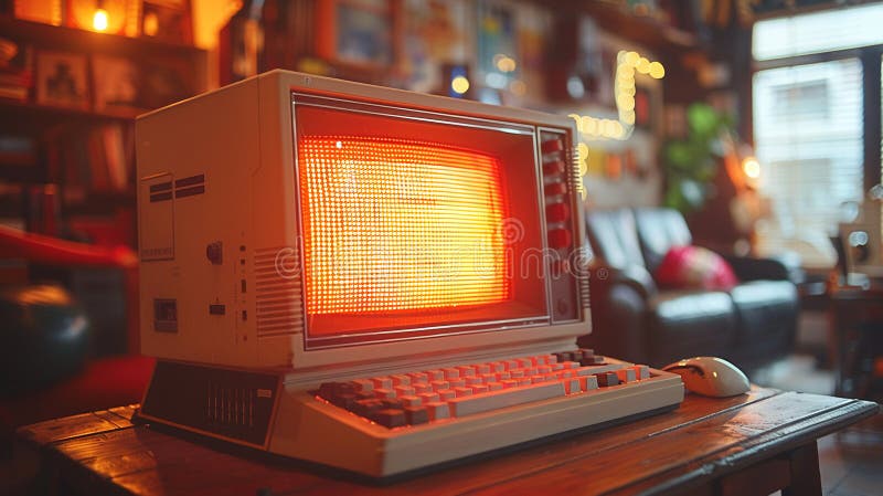 Vintage Computer Screen Displaying Pixelated Startup Stock Photo ...