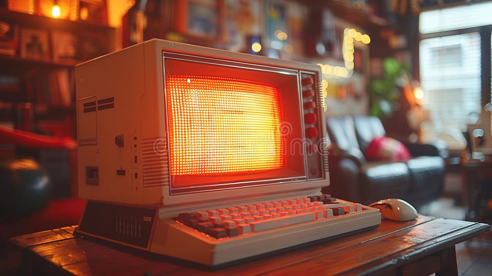 Vintage Computer Screen Displaying Pixelated Startup Stock Image ...