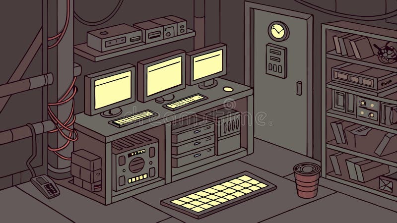 Vintage Computer Setup with CRT Monitor, Retro Tech and Office Scene ...