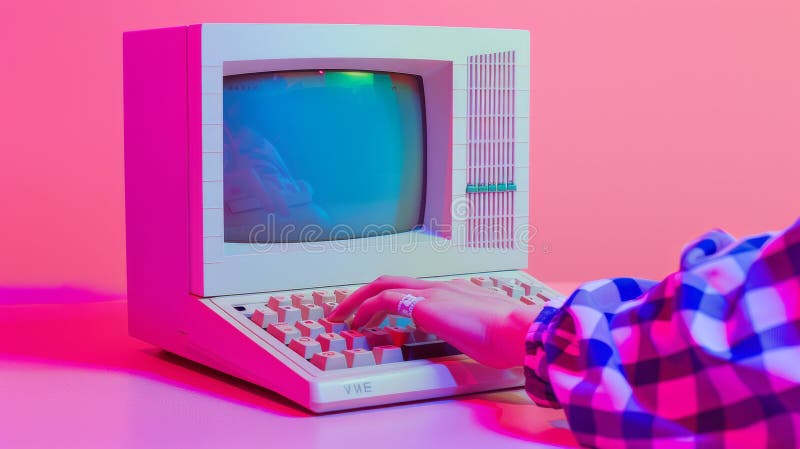 The Vintage Computer Typing.AI Generated Image Stock Image - Image of ...