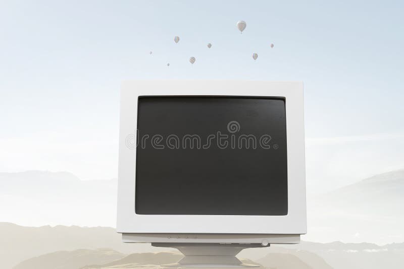 Old Computer Monitor. Mixed Media Stock Photo - Image of device ...