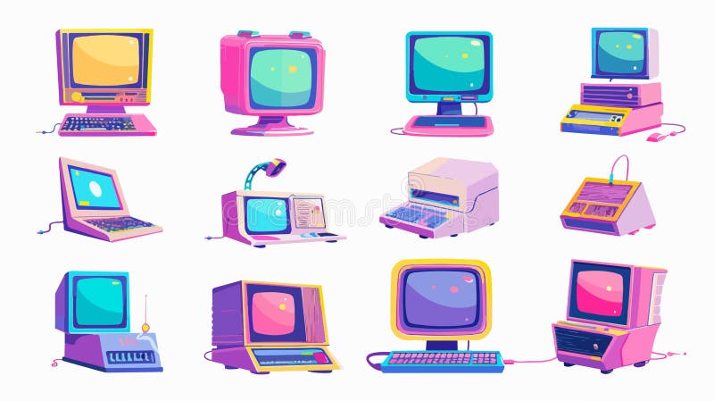 Vintage Computers Collection from 80s and 90s. Nostalgic Old Technology ...