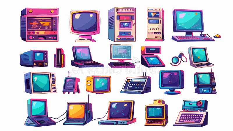 Vintage Computers Collection from 80s and 90s. Nostalgic Old Technology ...