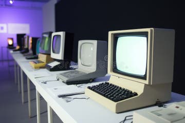 Vintage Computers Displayed in a Modern Exhibition Space Showcasing ...