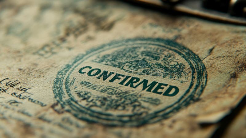 Vintage Confirmed Stamp on Aged Document. Stock Photo - Image of ...