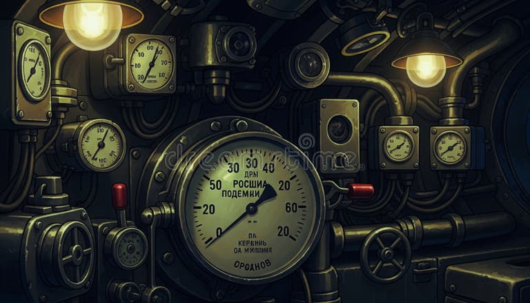 A Vintage Control Panel with an Array of Dials, Gauges, and Switches ...