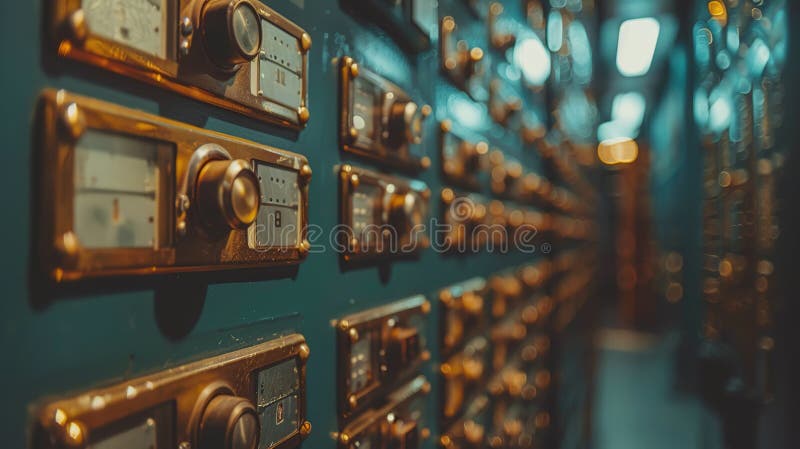 Vintage Control Panel with Golden Knobs. Generative AI Stock ...