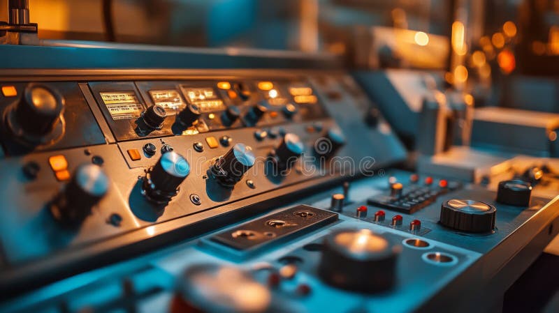 Vintage Control Panel with Numerous Knobs and Dials Stock Illustration ...