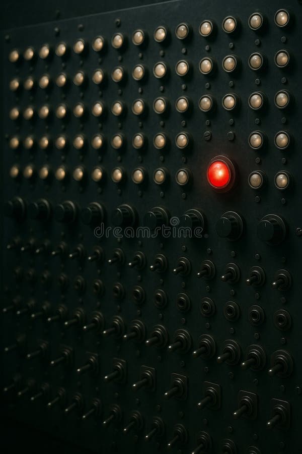 Vintage Control Panel with Single Red Light on Stock Illustration ...