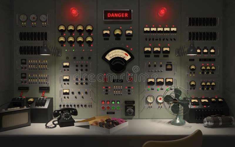 Vintage Control Room Background Concept 3D Illustration Stock ...