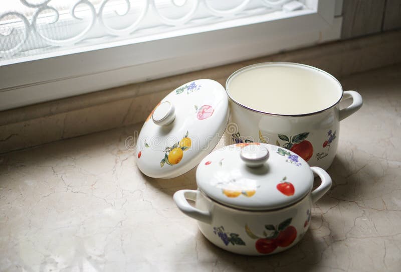 Vintage Cooking Pot on the Kitchen Table Stock Image - Image of kitchen ...