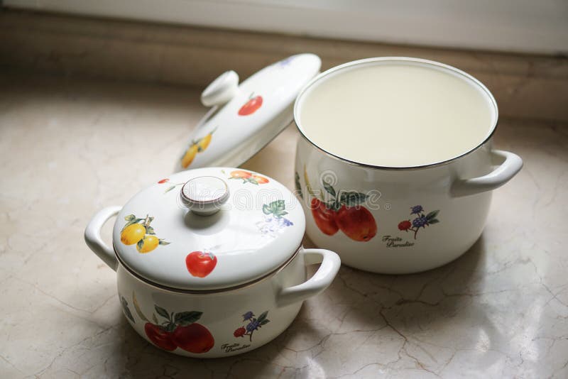 Vintage Cooking Pot on the Kitchen Table Stock Image - Image of ...