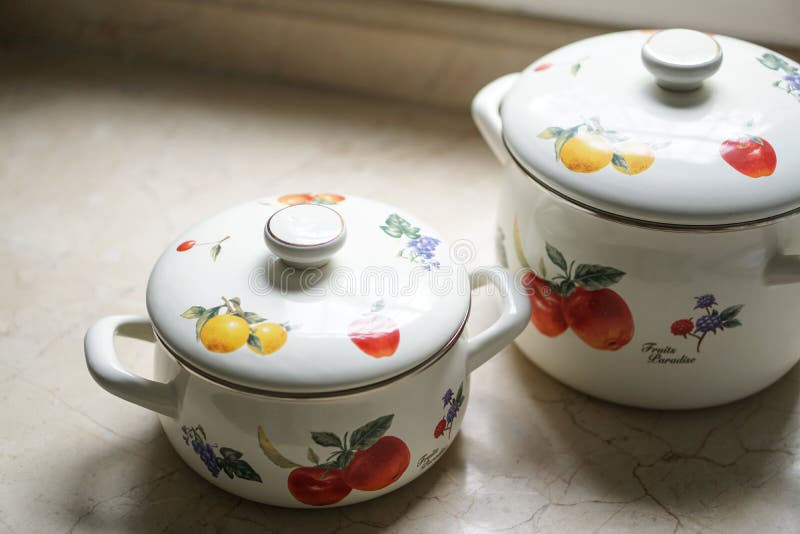 Vintage Cooking Pot on the Kitchen Table Stock Image - Image of home ...