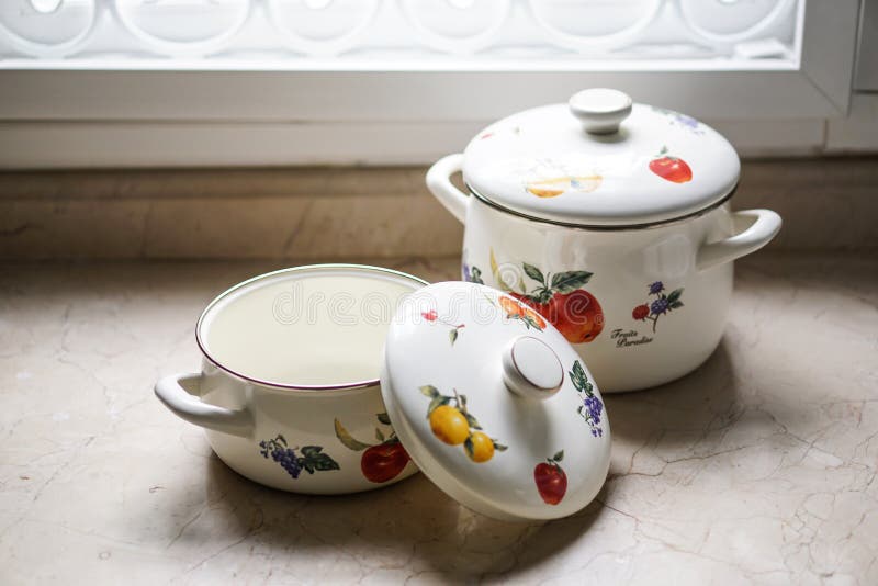 Vintage Cooking Pot on the Kitchen Table Stock Image - Image of vintage ...