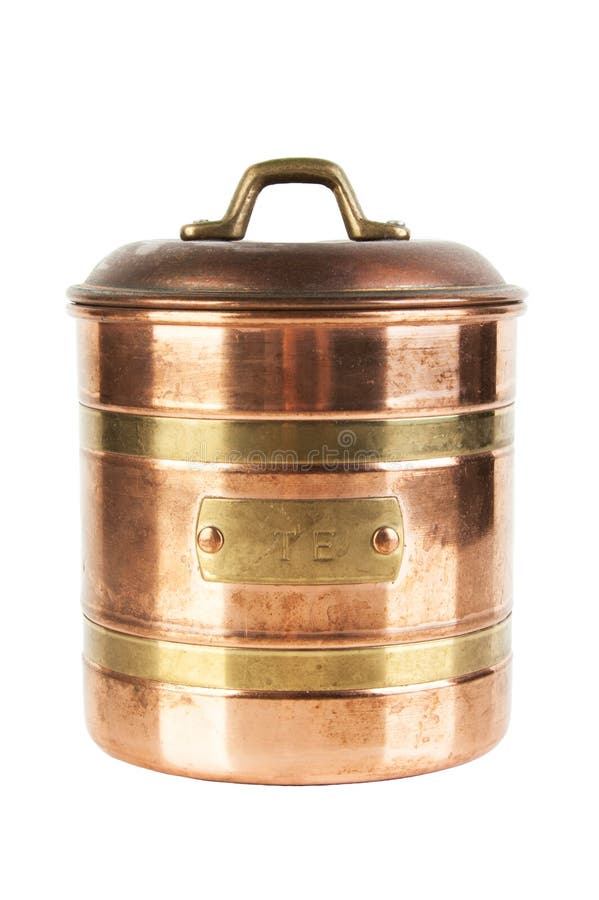 Vintage Copper Container Isolated on White Stock Photo - Image of ...