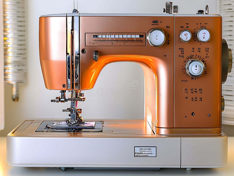 Vintage Copper Sewing Machine, Gleaming Under Soft Light. a Symbol of ...