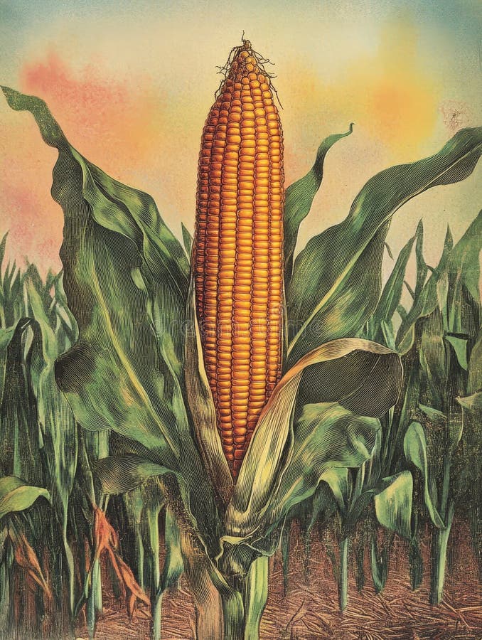 Vintage Corn Garden Seed Design Stock Illustration - Illustration of ...