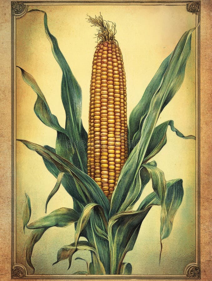 Vintage Corn Garden Seed Design Stock Illustration - Illustration of ...