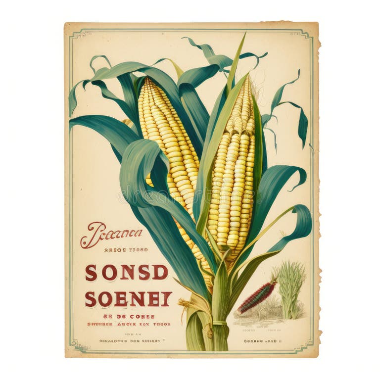 Vintage Corn Seed Packet stock illustration. Illustration of growing ...