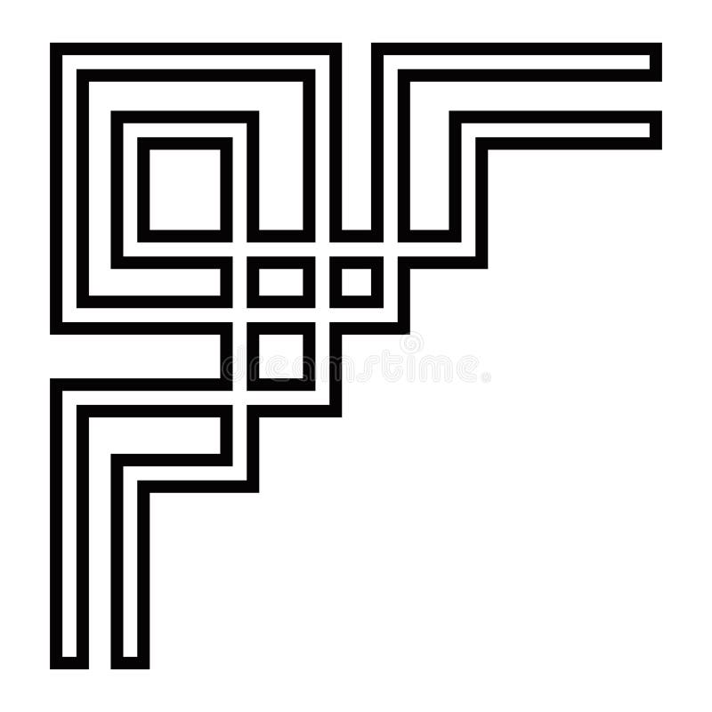 Geometric Corner Vintage Frame Isolated on White Background. Vector ...