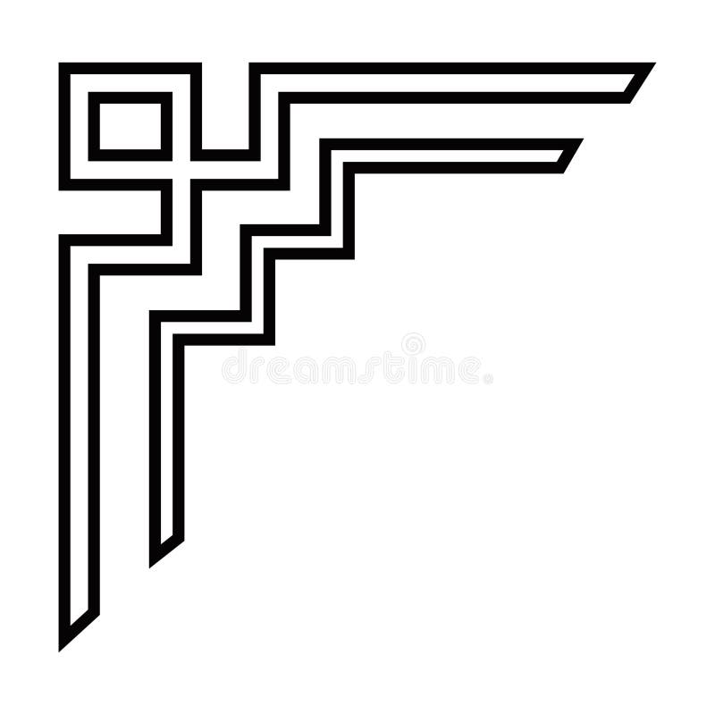 Geometric Corner Vintage Frame Isolated on White Background. Vector ...