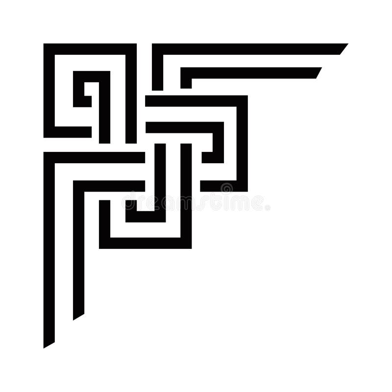 Geometric Corner Vintage Frame Isolated on White Background. Vector ...