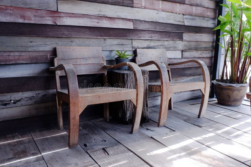 Corner Coffee Shop with Wood Table and Brown Leather Sofa Stock Photo ...