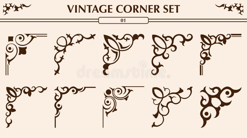 Vintage corner set stock vector. Illustration of flower - 114218390
