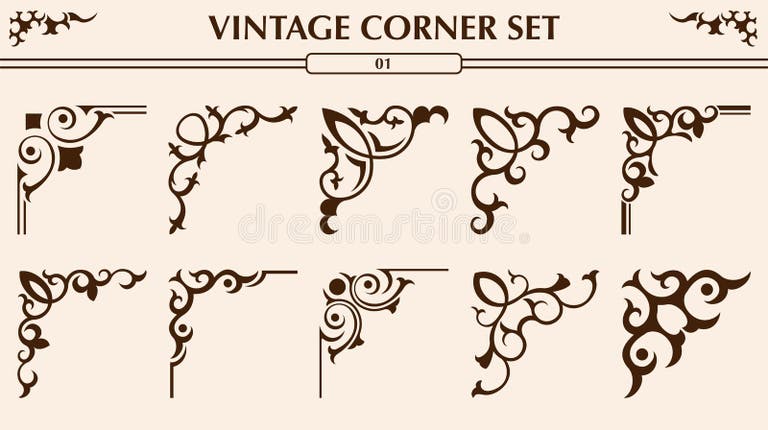 Vintage corner set stock vector. Illustration of flower - 114218390