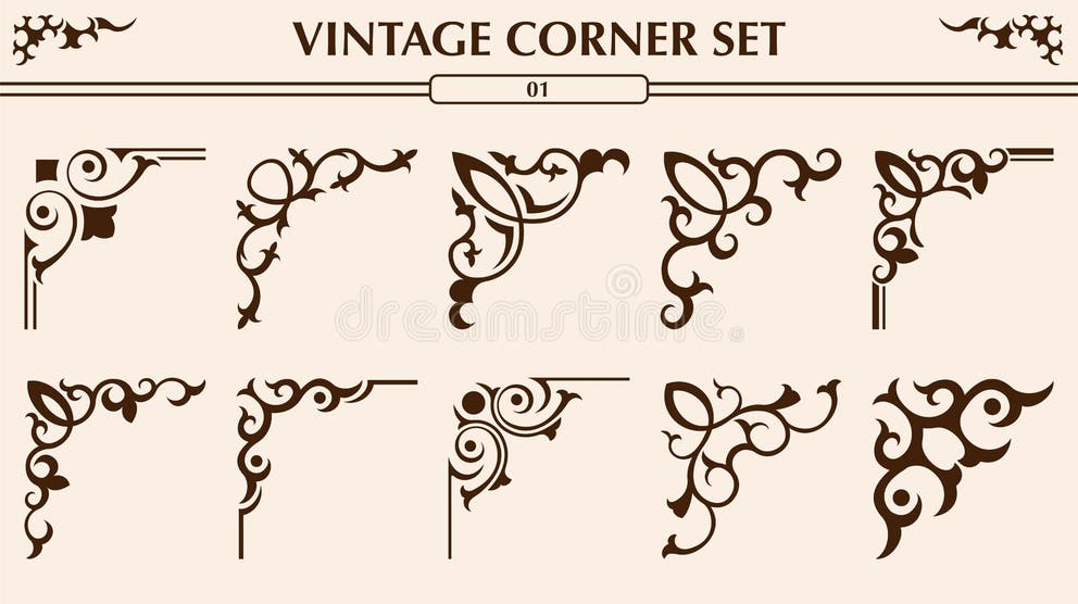 Vintage corner set stock vector. Illustration of flower - 114218390